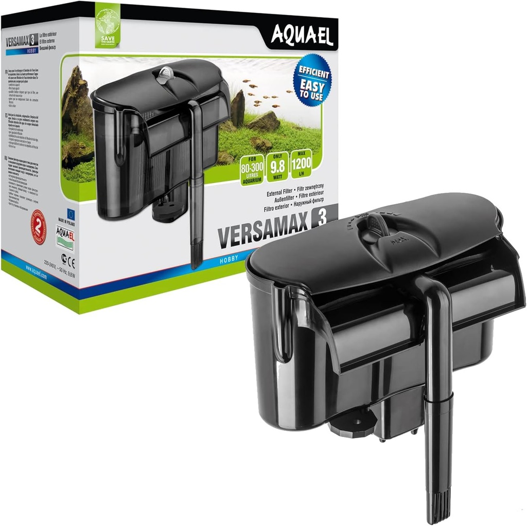 Aquael VersaMax 3 External Filter [Max Flow:1200 l/h] For 80-300 Litres ...